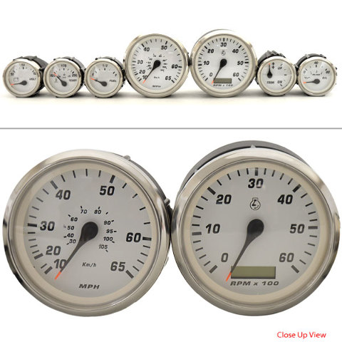Faria Boat Gauge Set | White (7 Piece Kit)