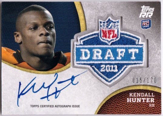 KENDALL HUNTER 2011 Topps Rising Rookies NFL Draft Patch Rookie Auto ...