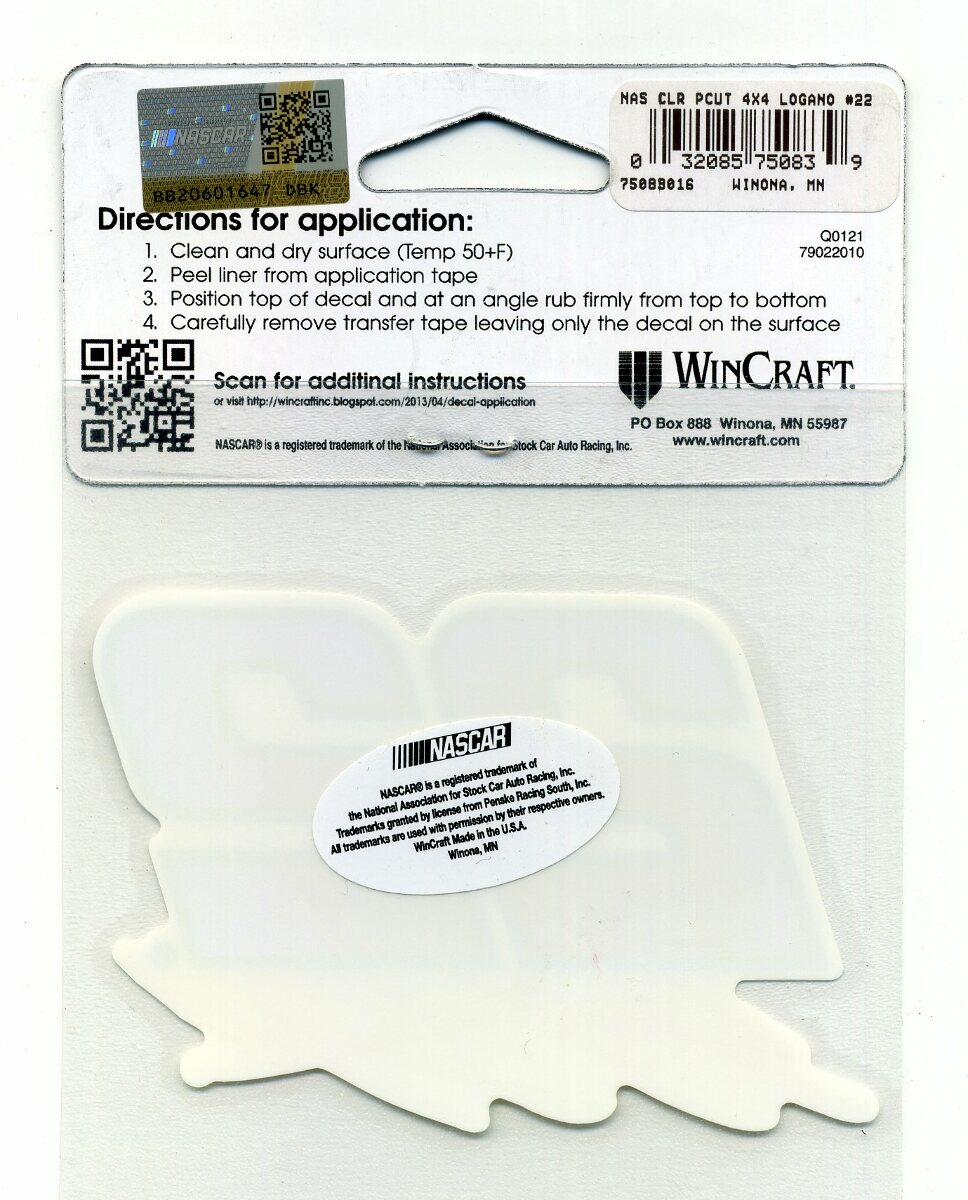 Wincraft Racing Joey Logano #22 Perfect Cut Decal 4" x 4" | Heroes ...