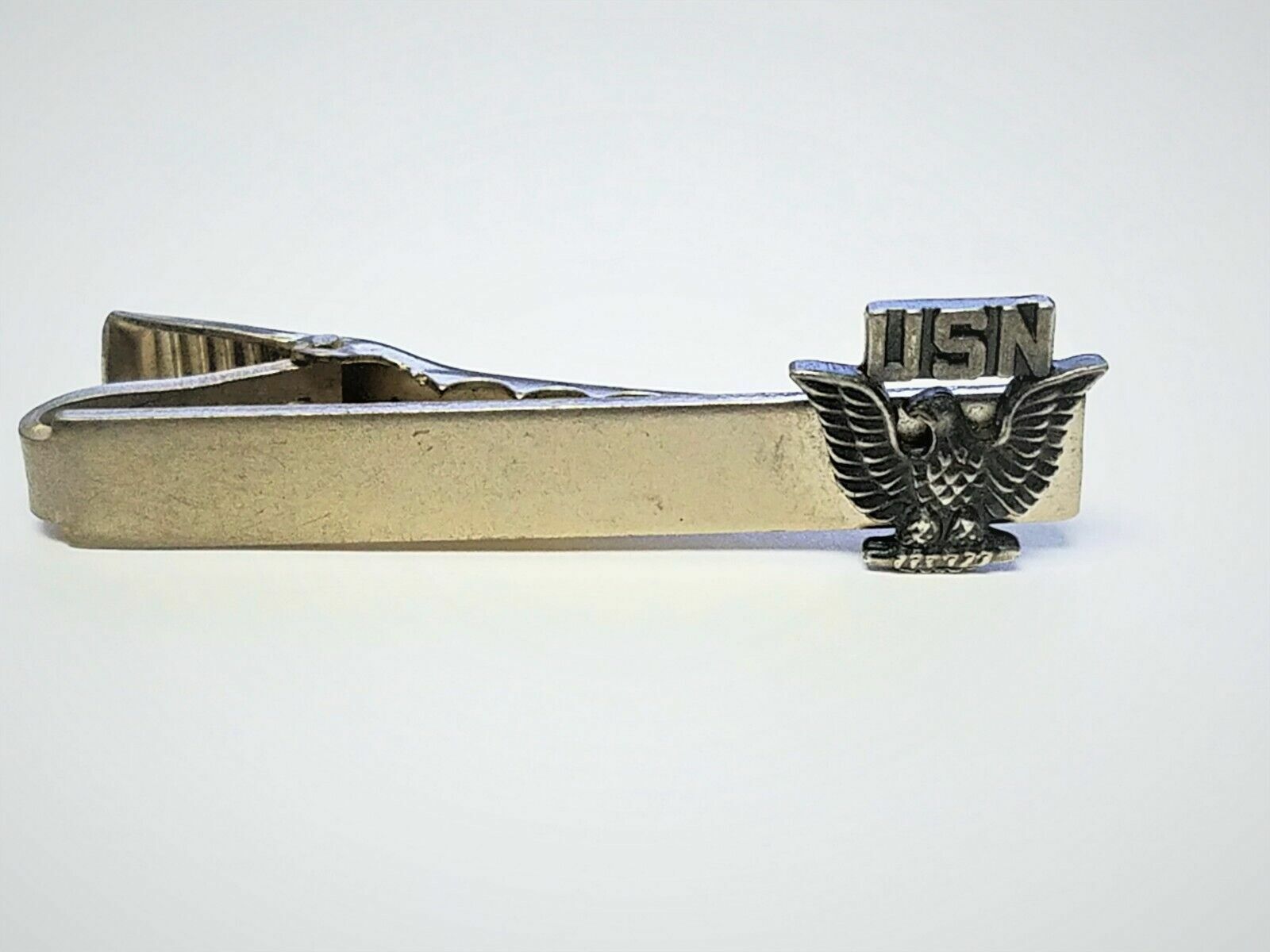 Vintage Silver Tone USN US Navy Metal Tie Bar Clip Clasp Eagle Enlisted ...