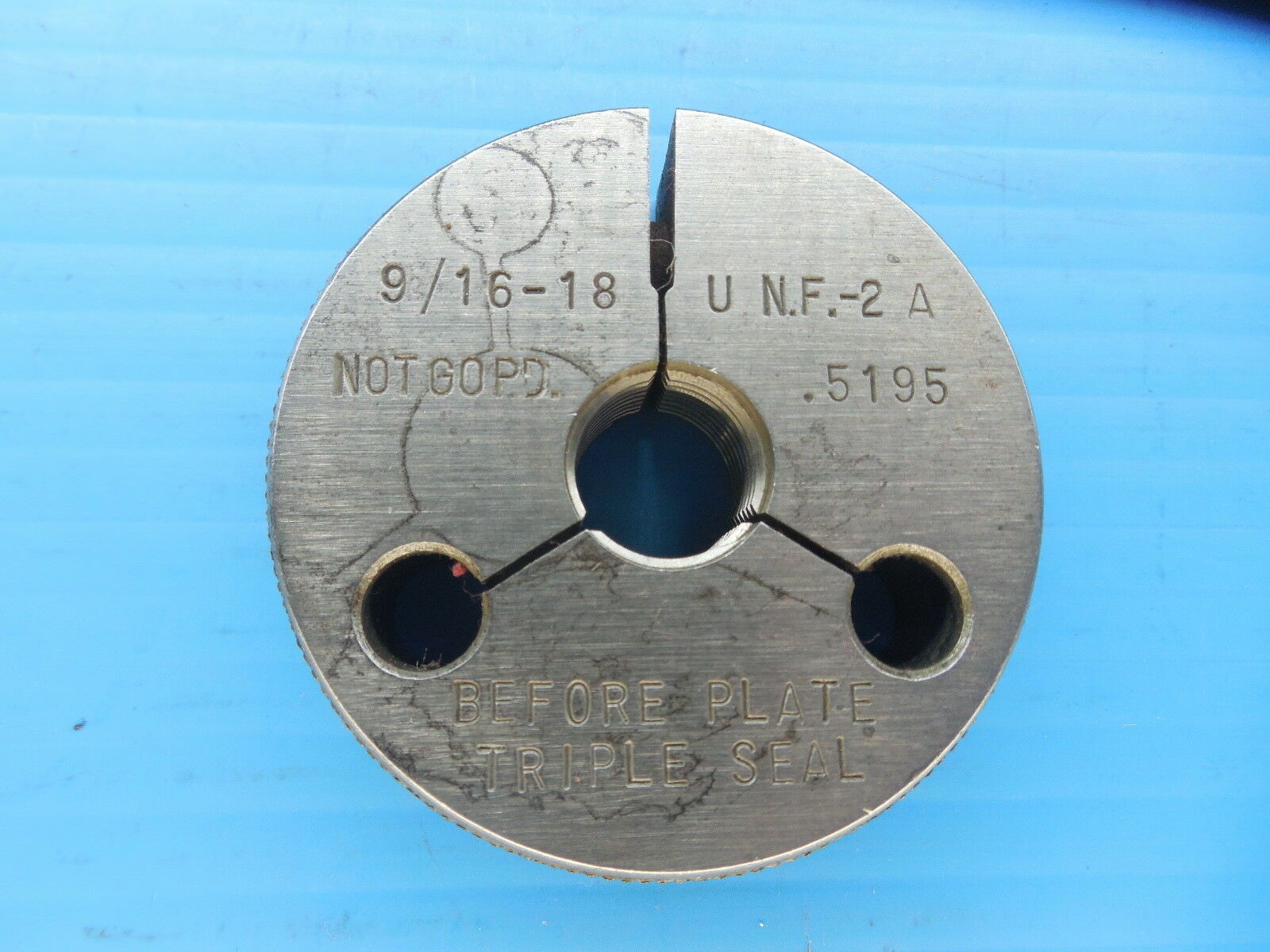 9/16 18 UNF 2A BEFORE PLATE THREAD RING GAGE .5625 NO GO ONLY P.D.= .5195 TOOL | eBay
