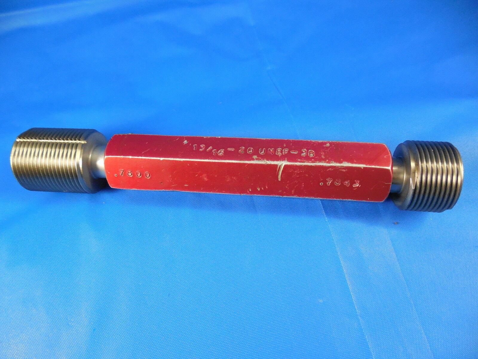 13/16 20 UNEF 3B THREAD PLUG GAGE .8125 GO NO GO P.D.'S = .7800 & .7843 ...