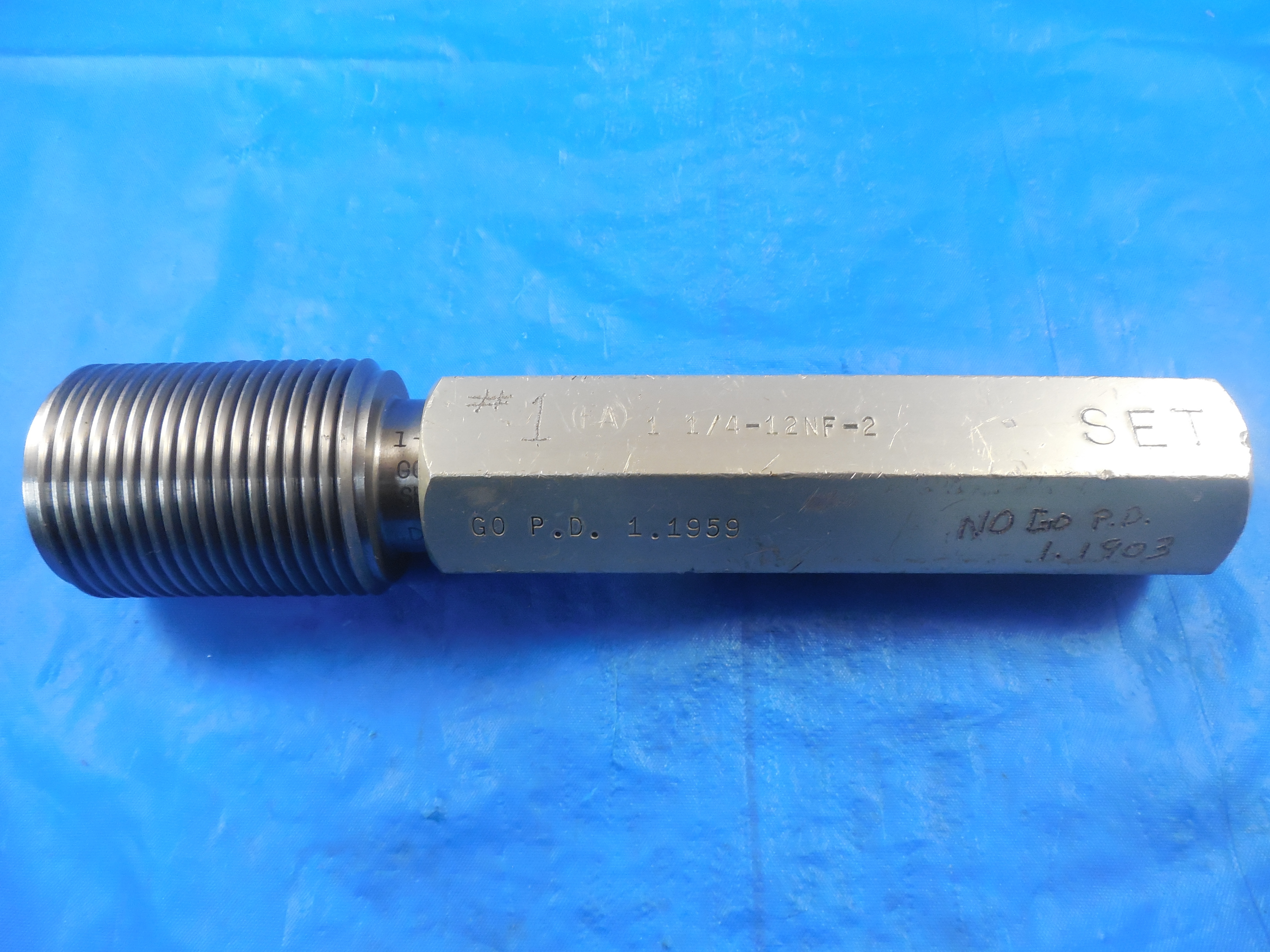 1 1/4 12 NF 2 SET THREAD PLUG GAGE 1.250 GO ONLY P.D. = 1.1959 1 1/4-12 ...
