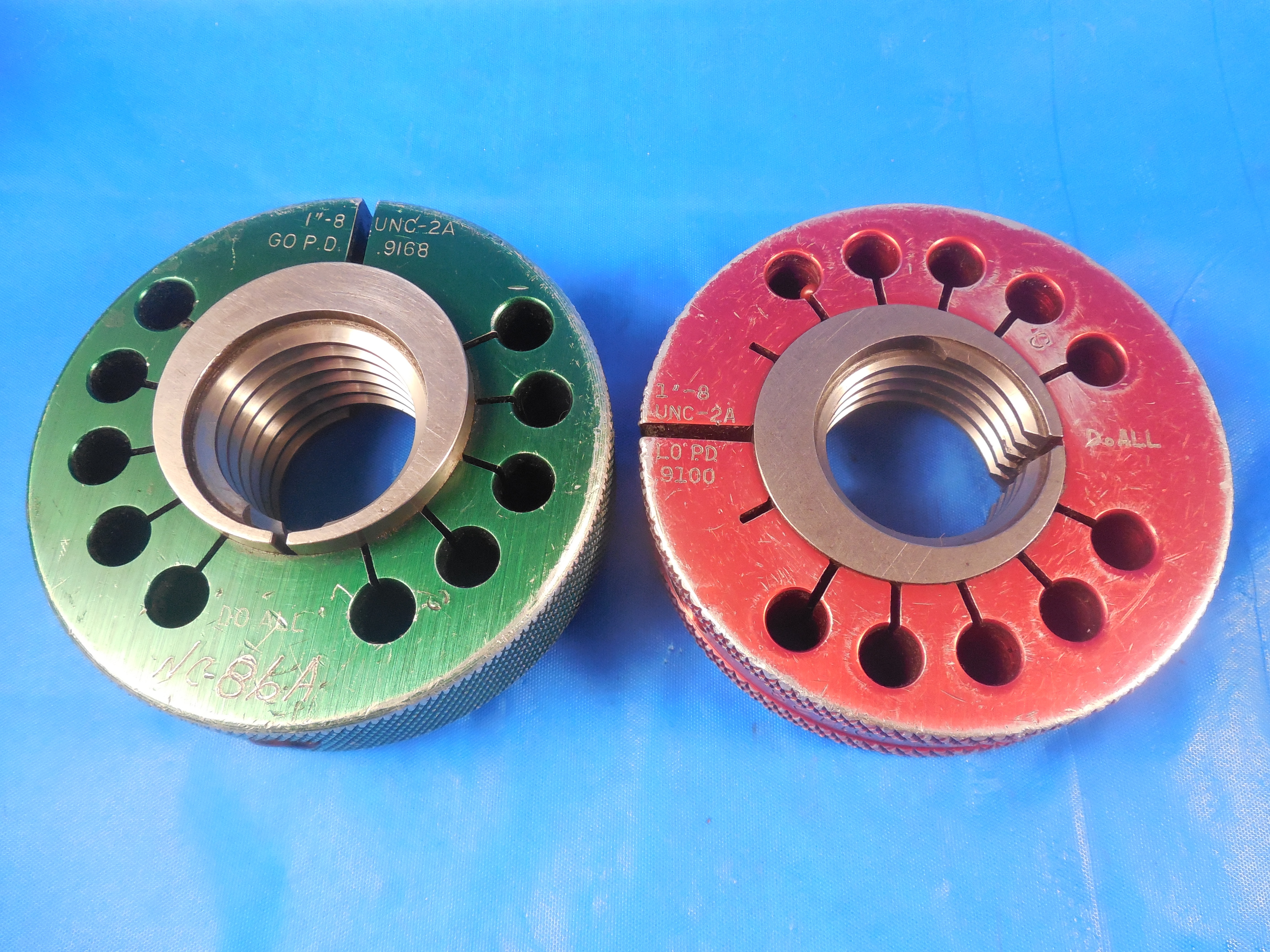 1 8 UNC 2A THREAD RING GAGES 1 0 GO NO GO P D S 9168 9100 1-8-unc-2a-thread-ring-gages-1-0-go-no-go-p-d-s-9168-9100