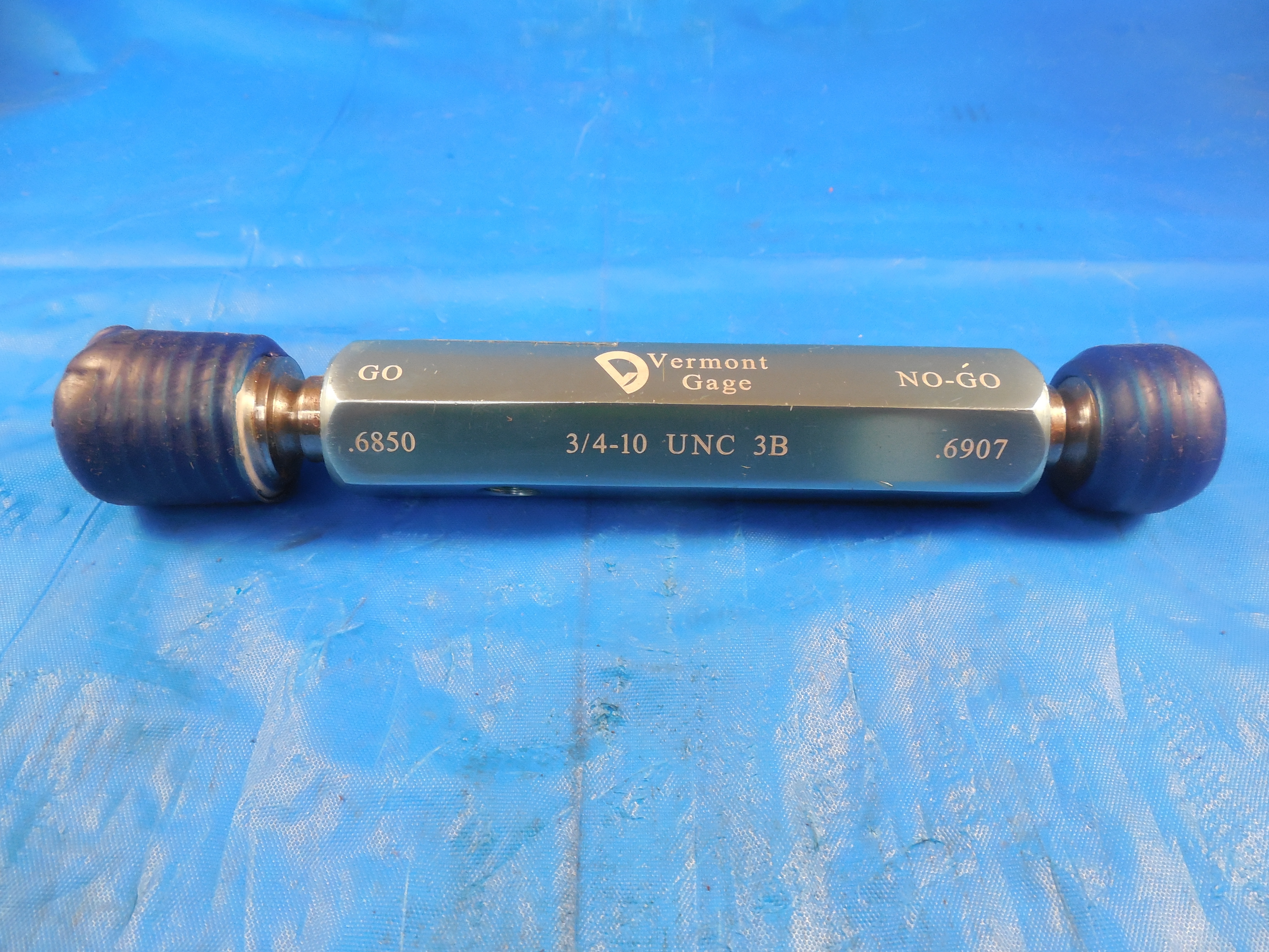 3 4 10 UNC 3B VERMONT THREAD PLUG GAGE 75 GO NO GO P D S 6850