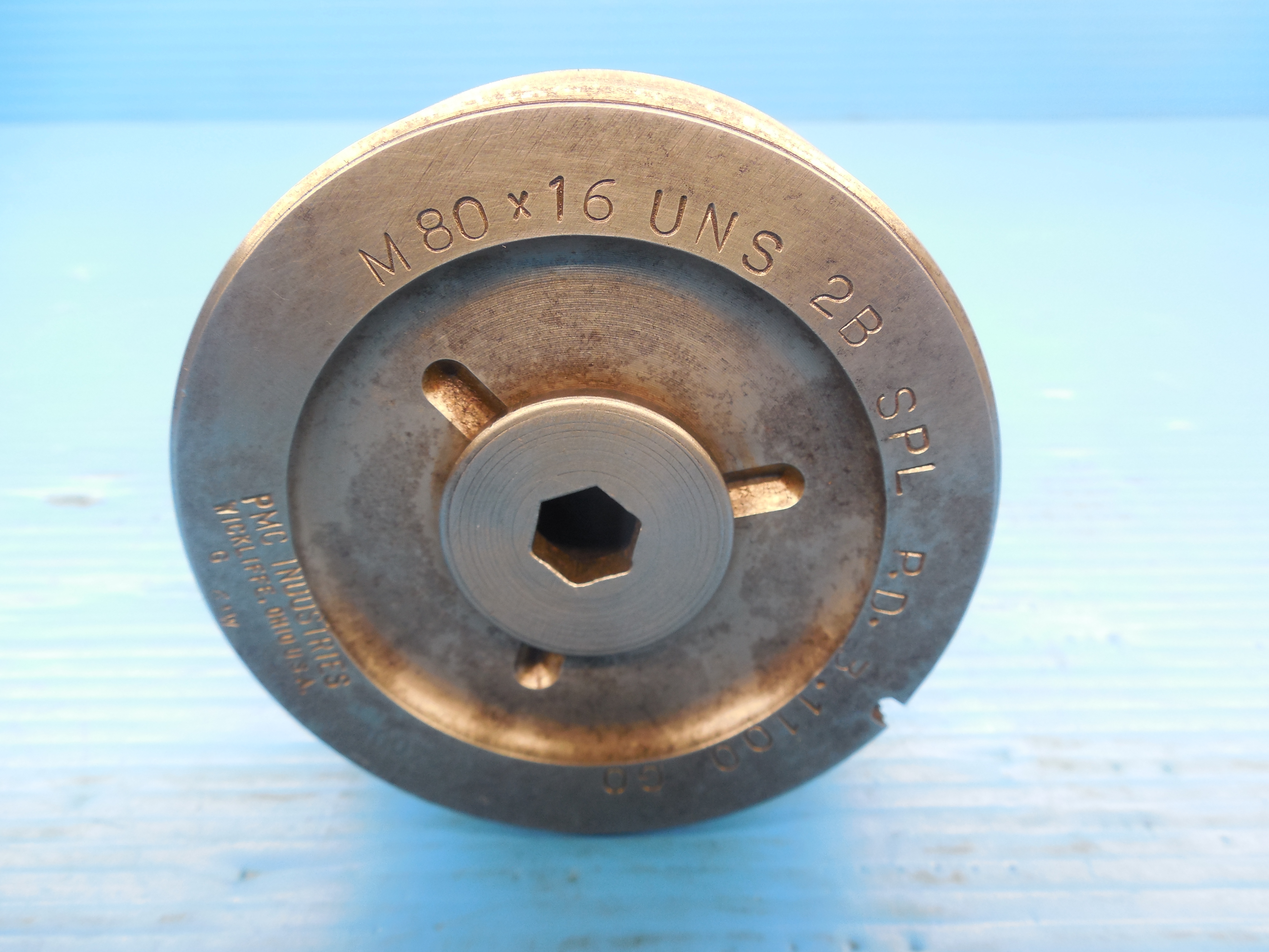 M80 X 16 UNS 2B SPECIAL THREAD PLUG GAGE 80.0 GO ONLY P.D. = 3.1100 ...