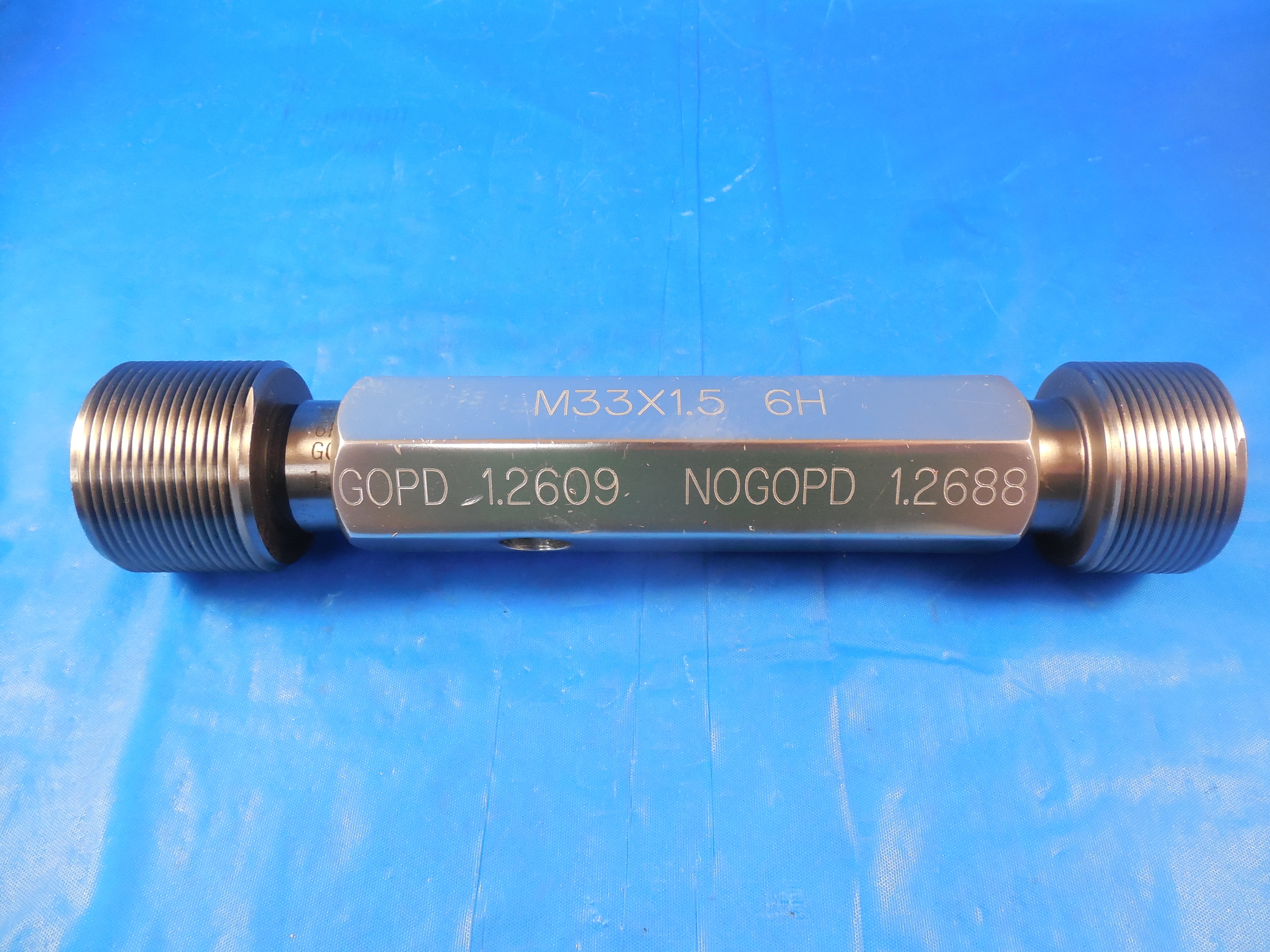 M33 X 1.5 6H METRIC THREAD PLUG GAGE 33.0 1.50 GO NO GO P.D.'S = 1.2609 ...