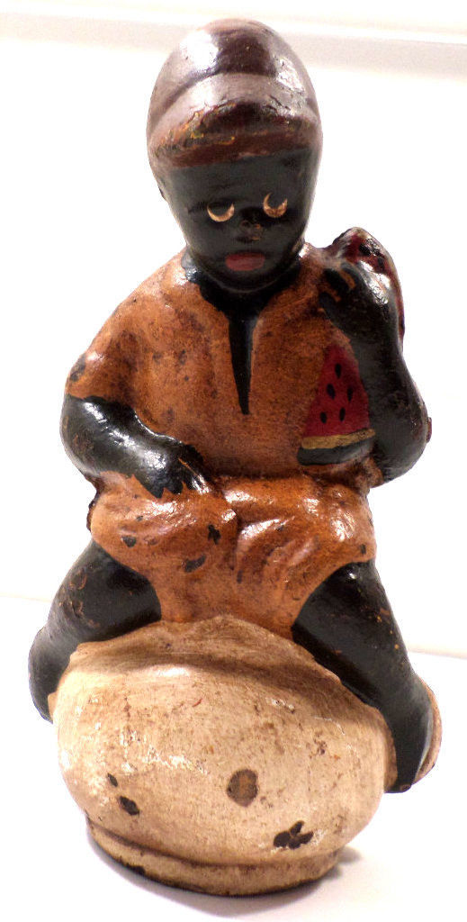 Cast Iron Bank Black Americana Boy On Chamber Pot With Watermelon | eBay