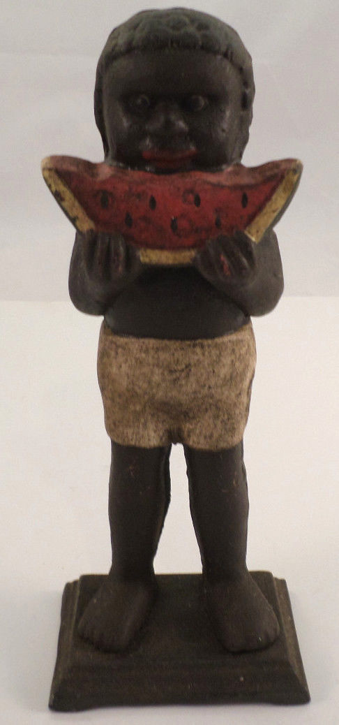 Black Americana Boy With Eating Watermelon Cast Iron Bank Antique ...