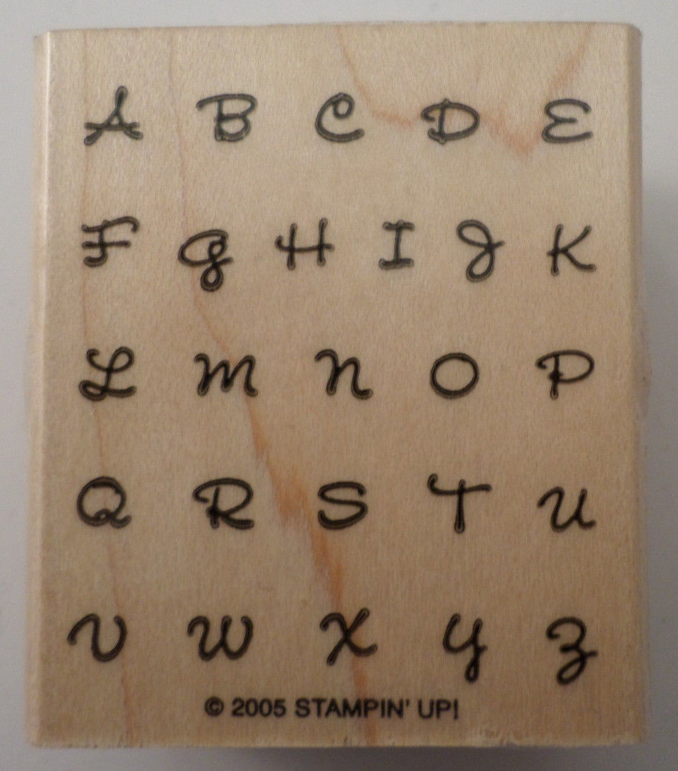 Stampin Up Alphabet Chart 2005 Letters Cursive Font Wooden Rubber Stamp ...