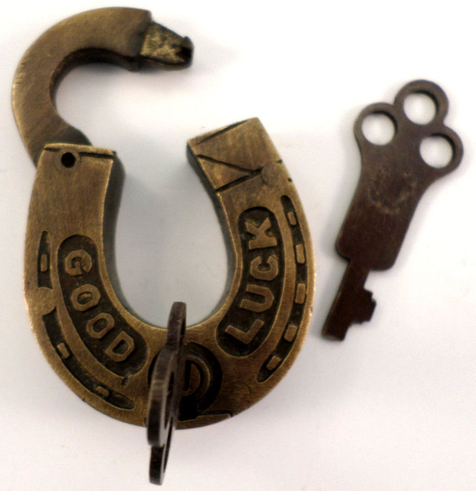 Brass Good Luck Horseshoe Lock And Key Padlock Solid Brass K461 | eBay
