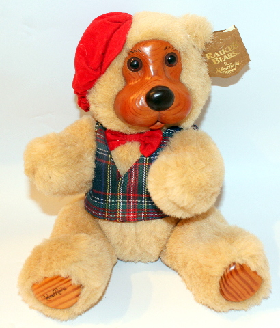 Raikes Jointed Wooden Faced Papa Teddy Bear with Red Tam New with Ear ...