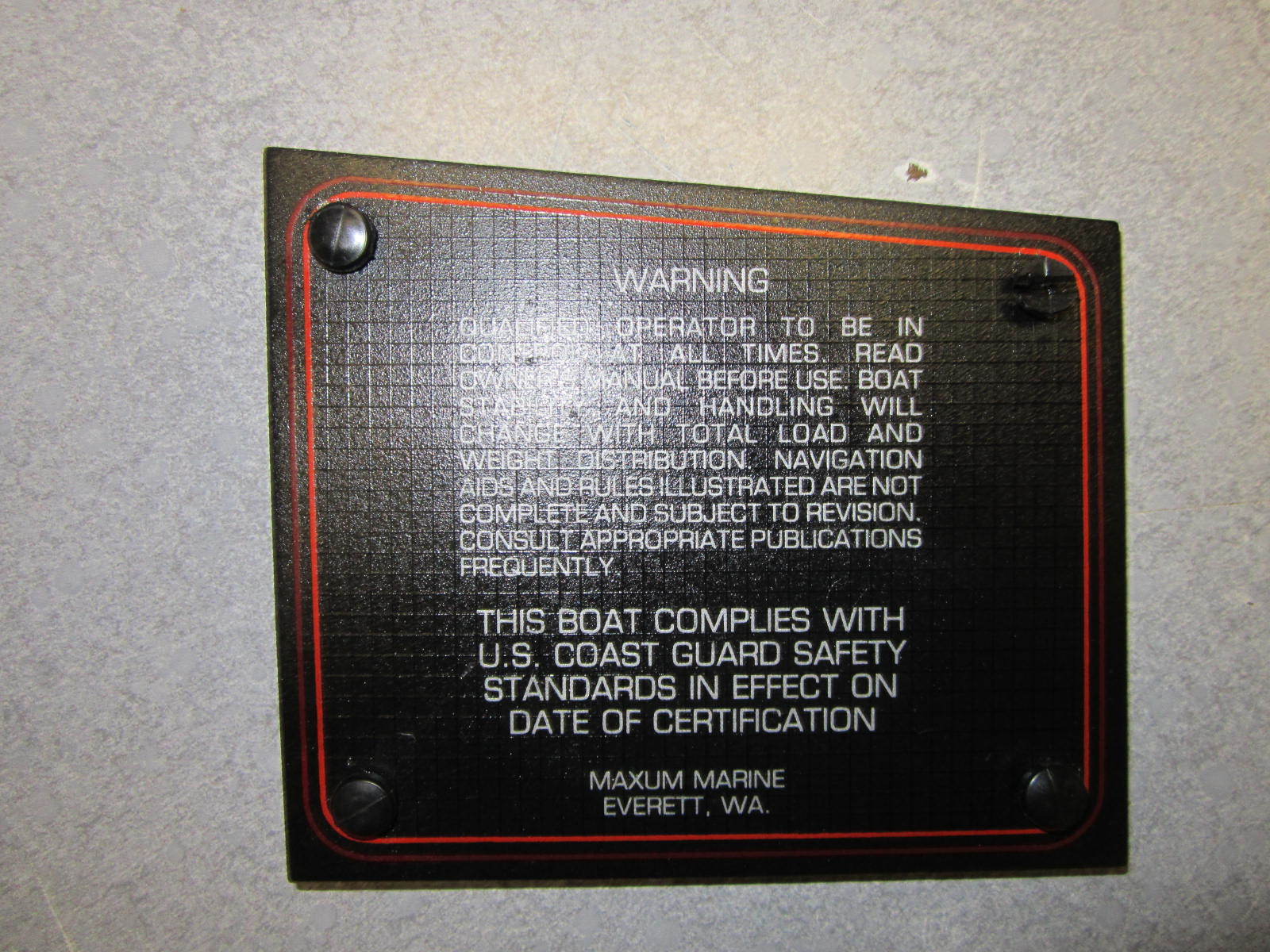 1991 Bayliner Capri Boat Warning Dash Panel | Green Bay Propeller ...