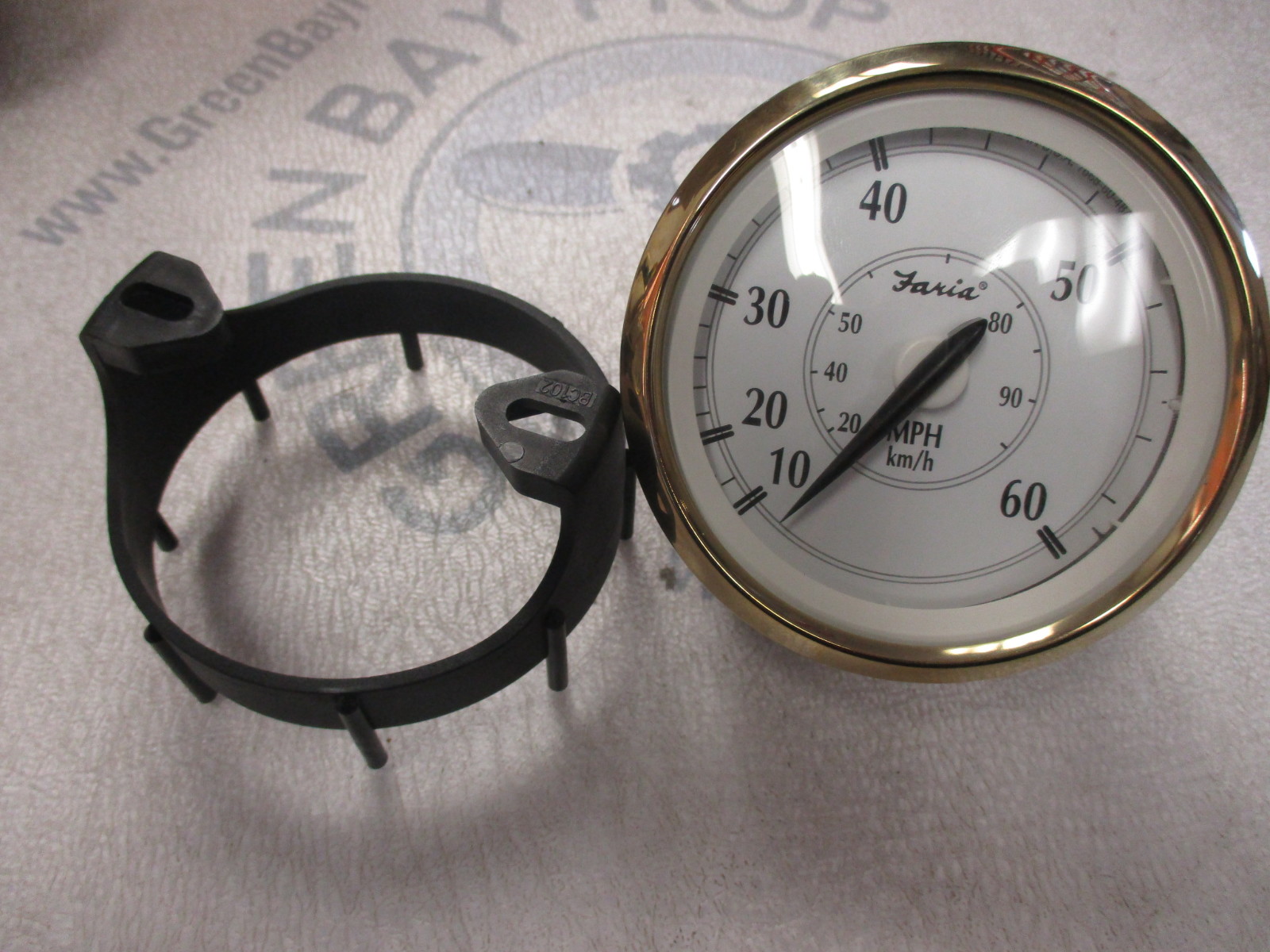 SE9952A Faria Marine Boat Speedo Speedometer 0-60 MPH 3 1/4" White/Gold ...