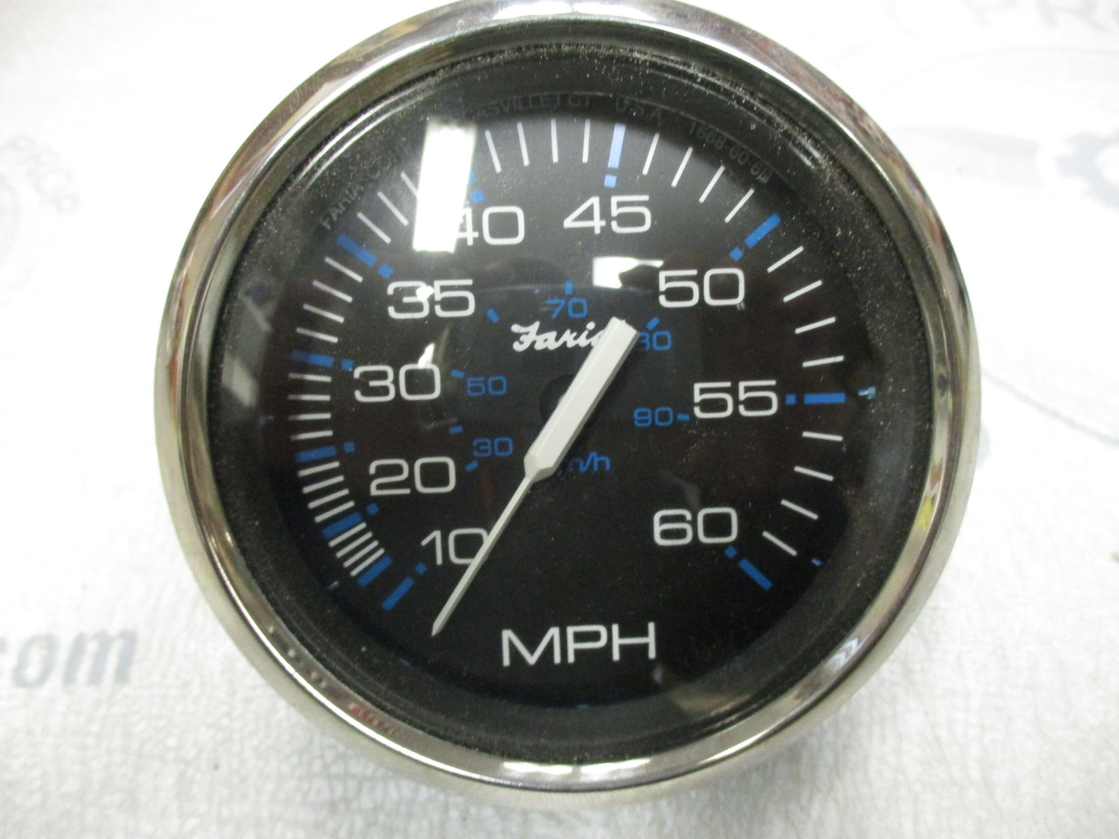 SE9509B Faria Marine Boat Dash Speedo Speedometer 60 MPH Black/Silver ...