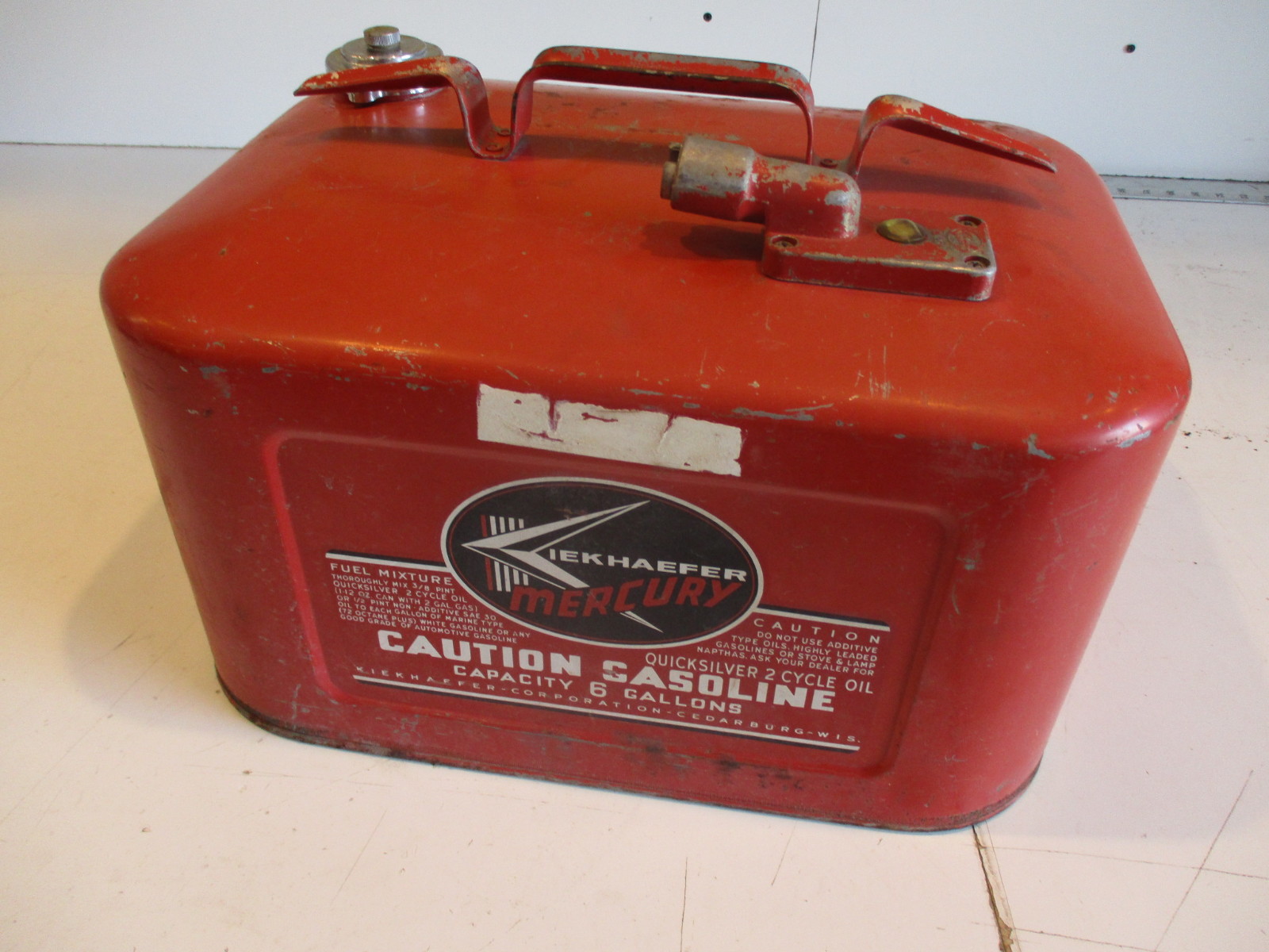 Vintage Mercury Kiekhaefer Outboard Fuel Gas Tank Can Metal 6 Gallon ...