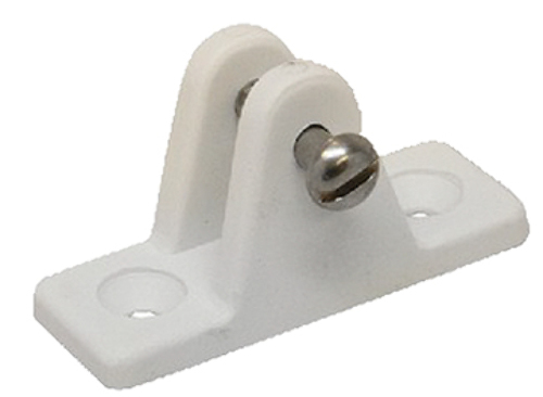 NYLON DECK HINGE FITTINGS, WHITE-Angled Hinge; Base 7/8" x 2-7/16 ...