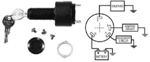 Boat IGNITION SWITCH, 4-POS W/CAP-Acces.-Off-Run-Start, 4 Screw Tab ...