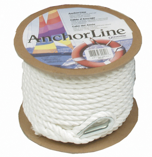 WHITE TWISTED NYLON ANCHOR LINE-1/2" x 150' | Green Bay Propeller ...