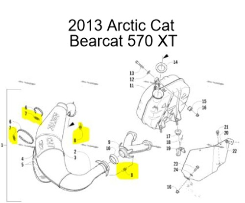 Arctic Cat Bearcat 570 XT 2000 XTE Snowmobile Exhaust Spring ...