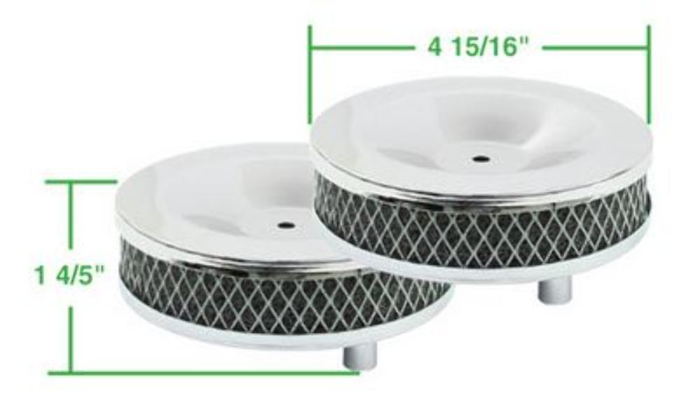 EMPI VW TYPE 3 CHROME AIR CLEANERS 5" Round , SET OF 2, 1-3/4" TALL ...