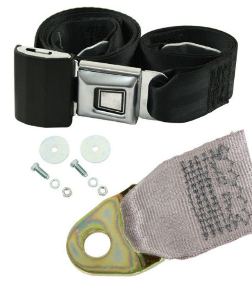 Grey Universal 72" Lap Seat Belt w/ Hardware Hot Rat Street Rod Muscle ...