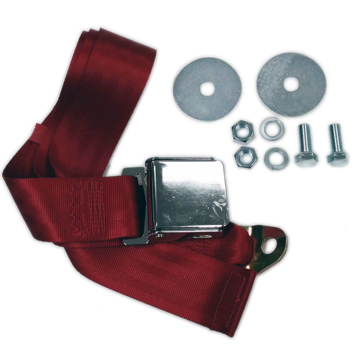 Red Universal 72" Lap Seat Belt w/ Hardware Chrome Latch Hot Rod ...