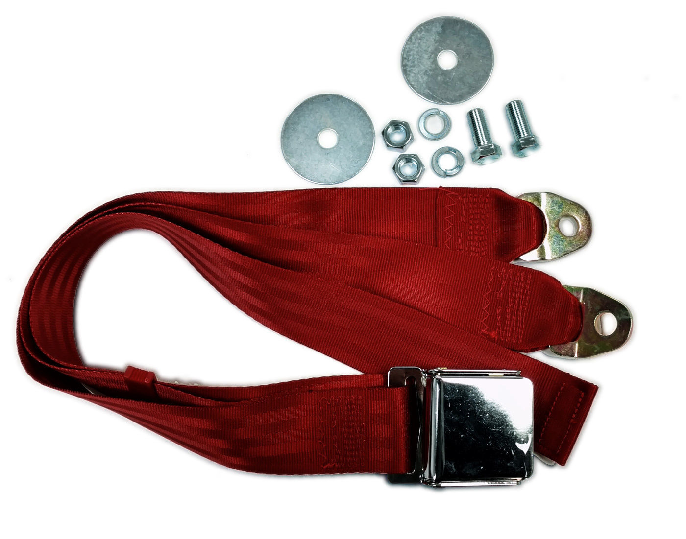 Red Universal 72" Lap Seat Belt w/ Hardware Chrome Latch Hot Rod ...