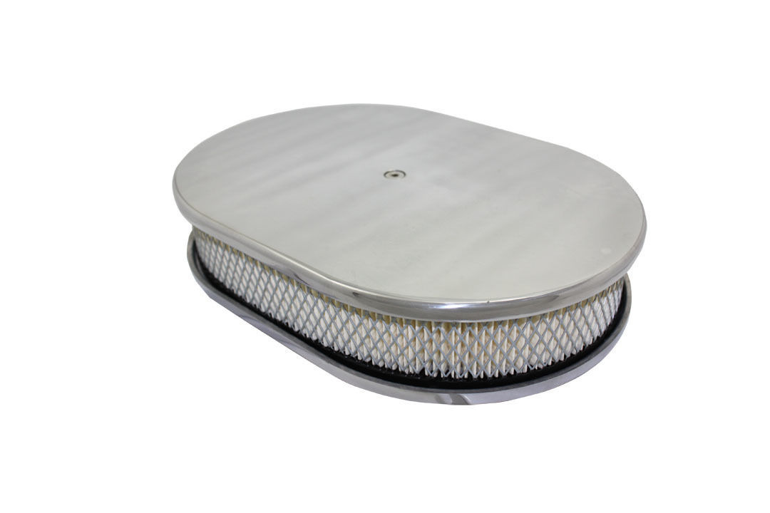12" Smooth Polished Aluminum Oval Air Cleaner w/ Filter Chevy Ford V8 ...