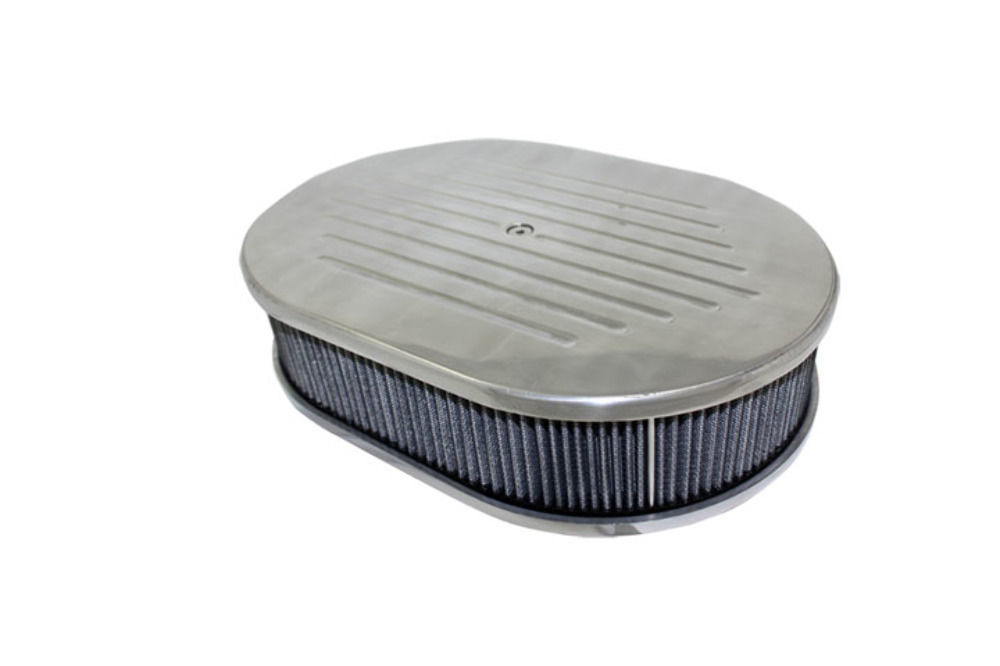 12" Ball Milled Polished Aluminum Oval Air Cleaner w/ Washable Filter ...