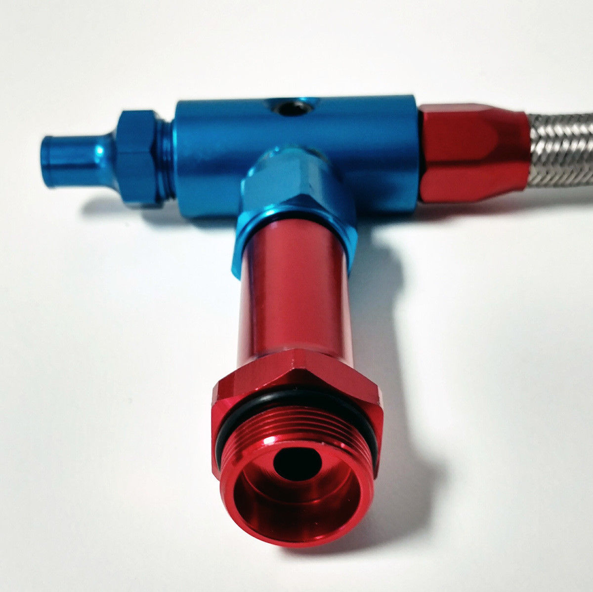 Braided Holley 4150 4160 Double Pumper Fuel Line Log Red & Blue ...