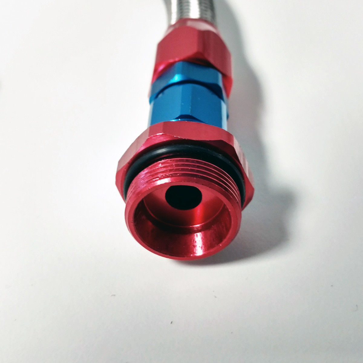 Braided Holley 4150 Double Pumper Fuel Line Log Anodized w/ WHT Oil ...