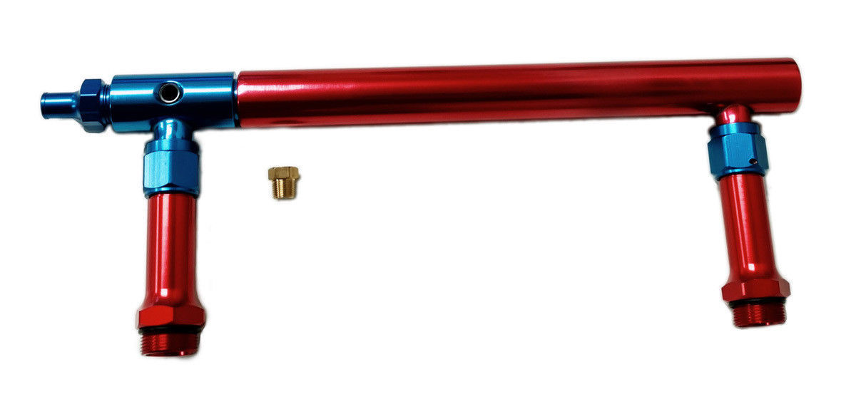Aluminum Holley 4150 Double Pumper Fuel Line Log Red Blue Anodize w ...