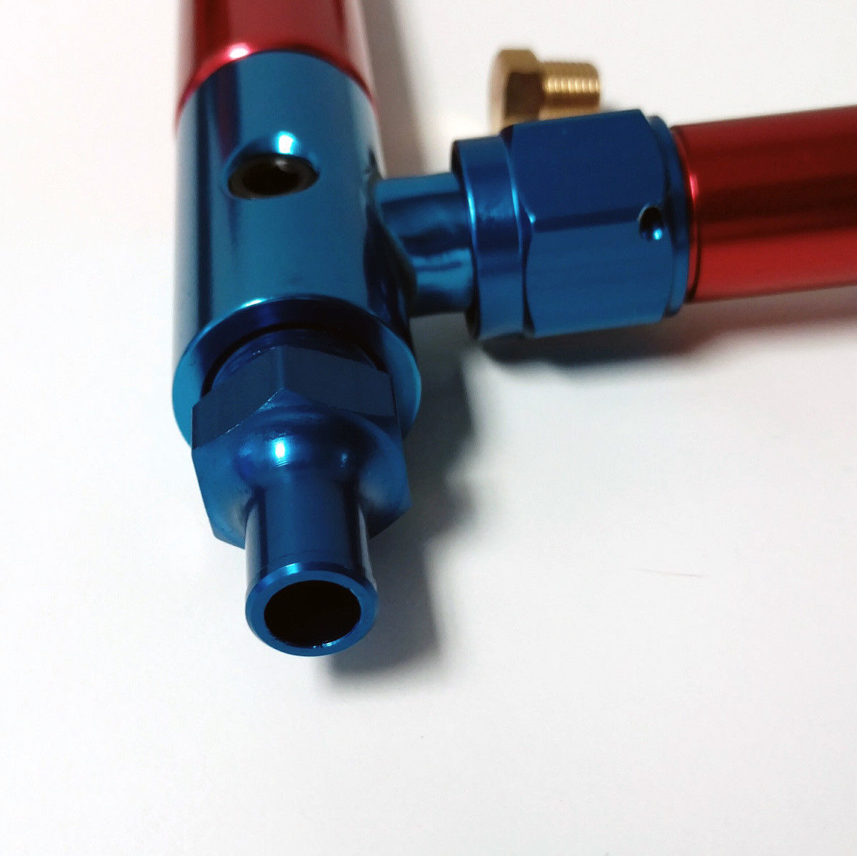 Aluminum Holley 4150 Double Pumper Fuel Line Log Red Blue Anodize w ...