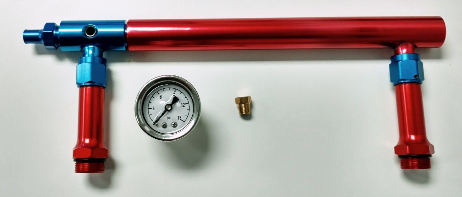 Aluminum Holley 4150 Double Pumper Fuel Log Red Blue Anodized w/ White ...