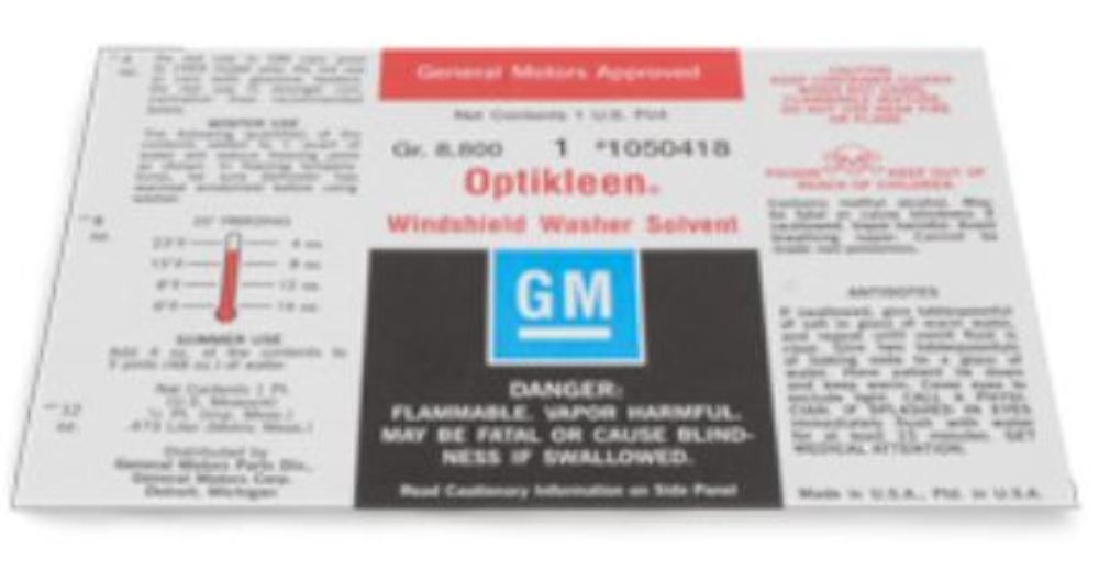 Optikleen Glass Washer Bottle Kit - Fits 59-68 GM Chevy Pontiac ...