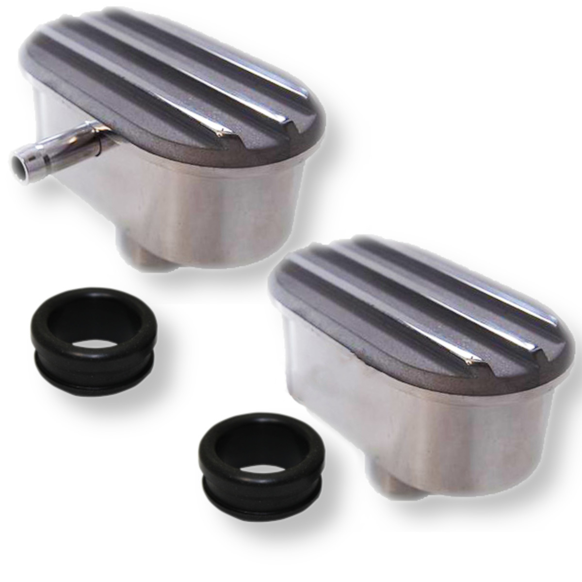 Hot Rod Satin Oval Polished Finned Aluminum PCV & Valve Cover Breather ...
