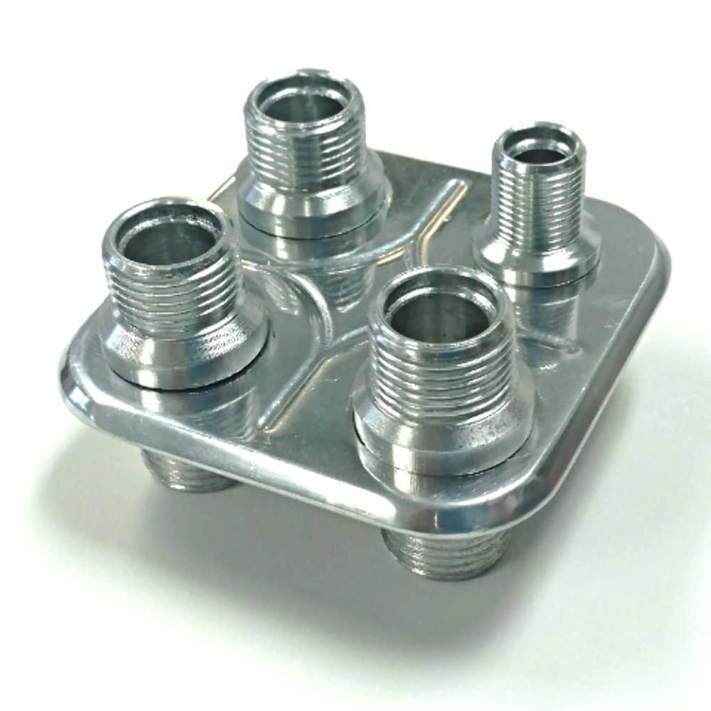 Polished Aluminum 4 Port Square AC Air Conditioning Heater Hose ...