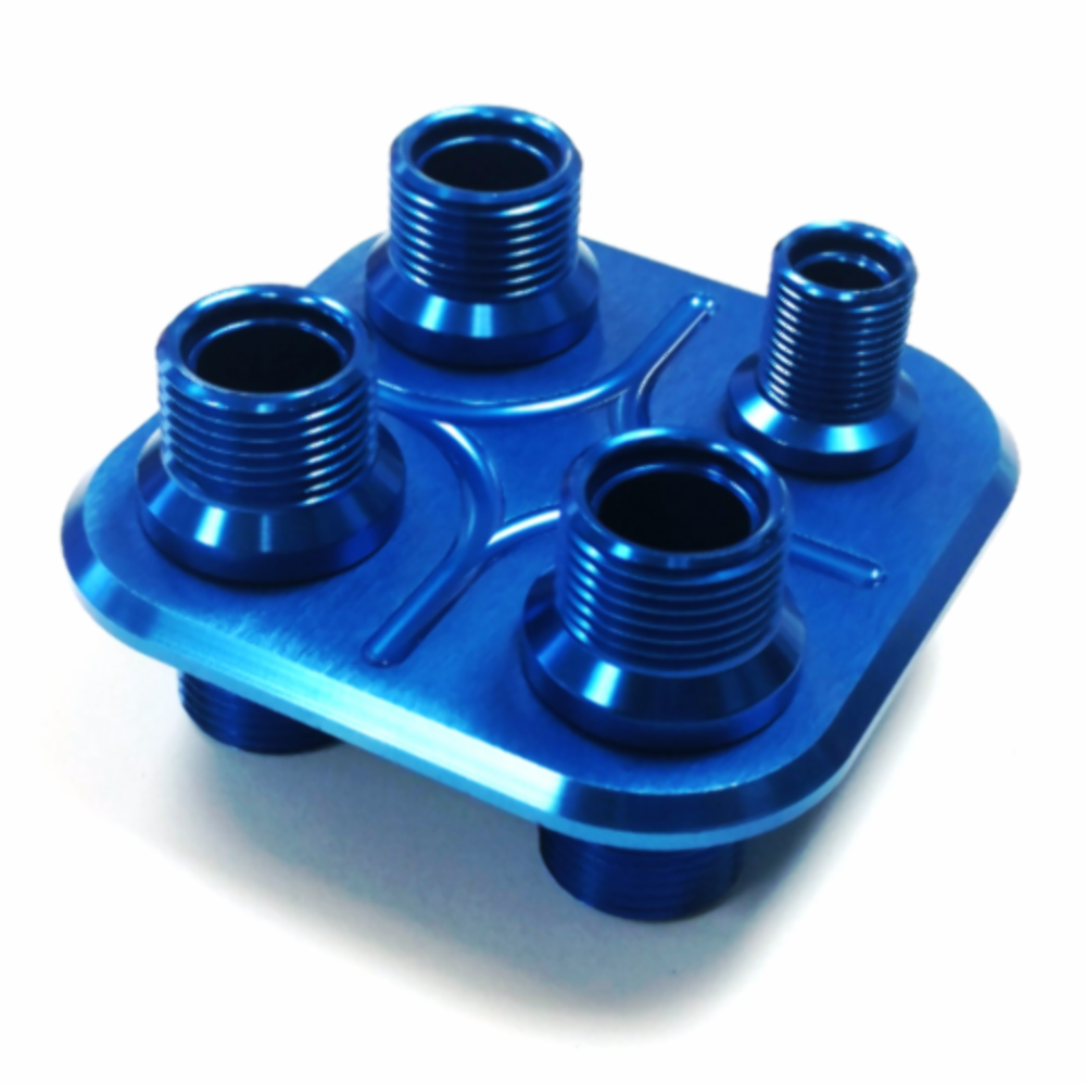 Blue Aluminum 4 Port Square AC Air Conditioning Heater Hose Firewall ...