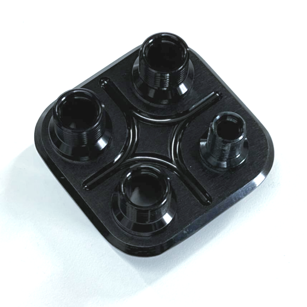 Black Aluminum 4 Port Square AC Air Conditioning Heater Hose Firewall ...