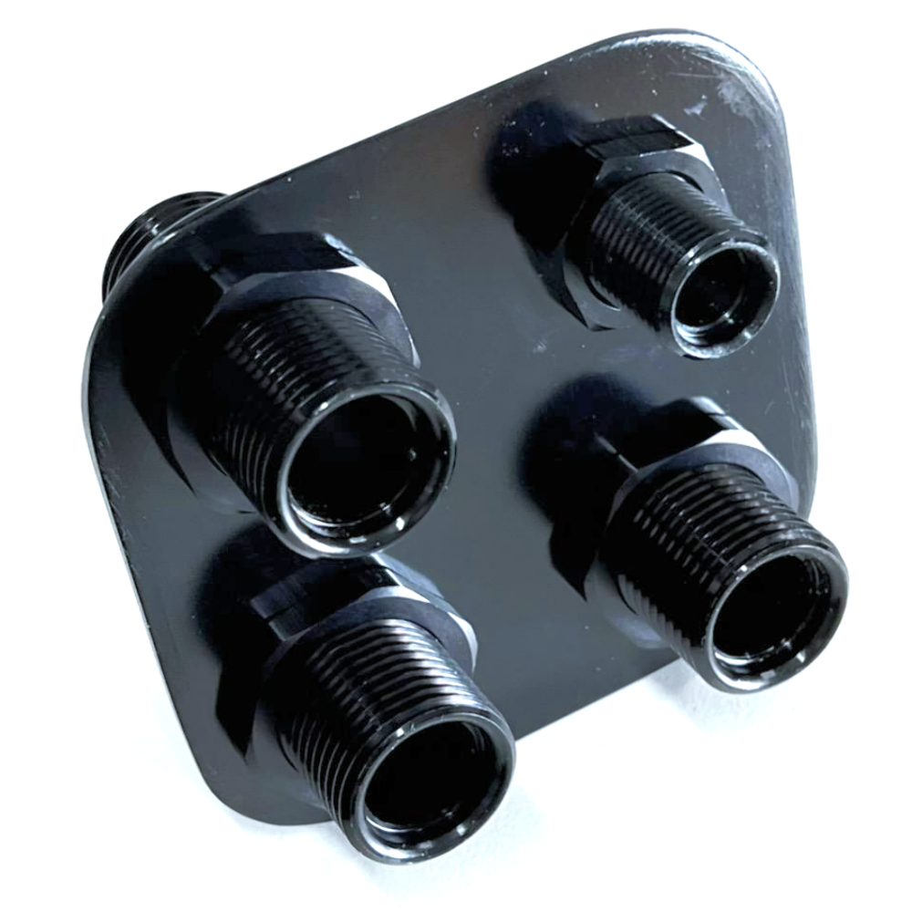 Black Aluminum 4 Port Square AC Air Conditioning Heater Hose Firewall ...