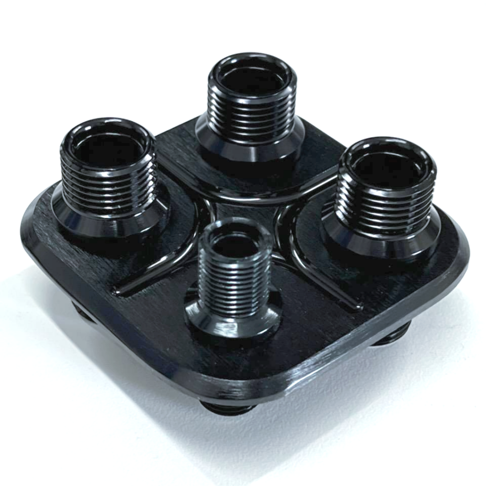 Black Aluminum 4 Port Square AC Air Conditioning Heater Hose Firewall ...