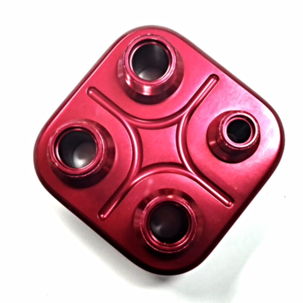 Red Aluminum 4 Port Square AC Air Conditioning Heater Hose Firewall ...