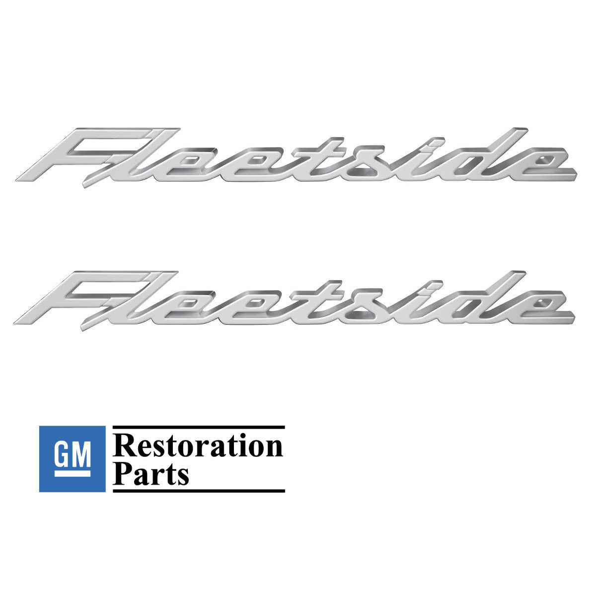 (2) 1958-1959 Chevy Fleetside Rear Bed Script Chrome Emblems | Pirate Mfg