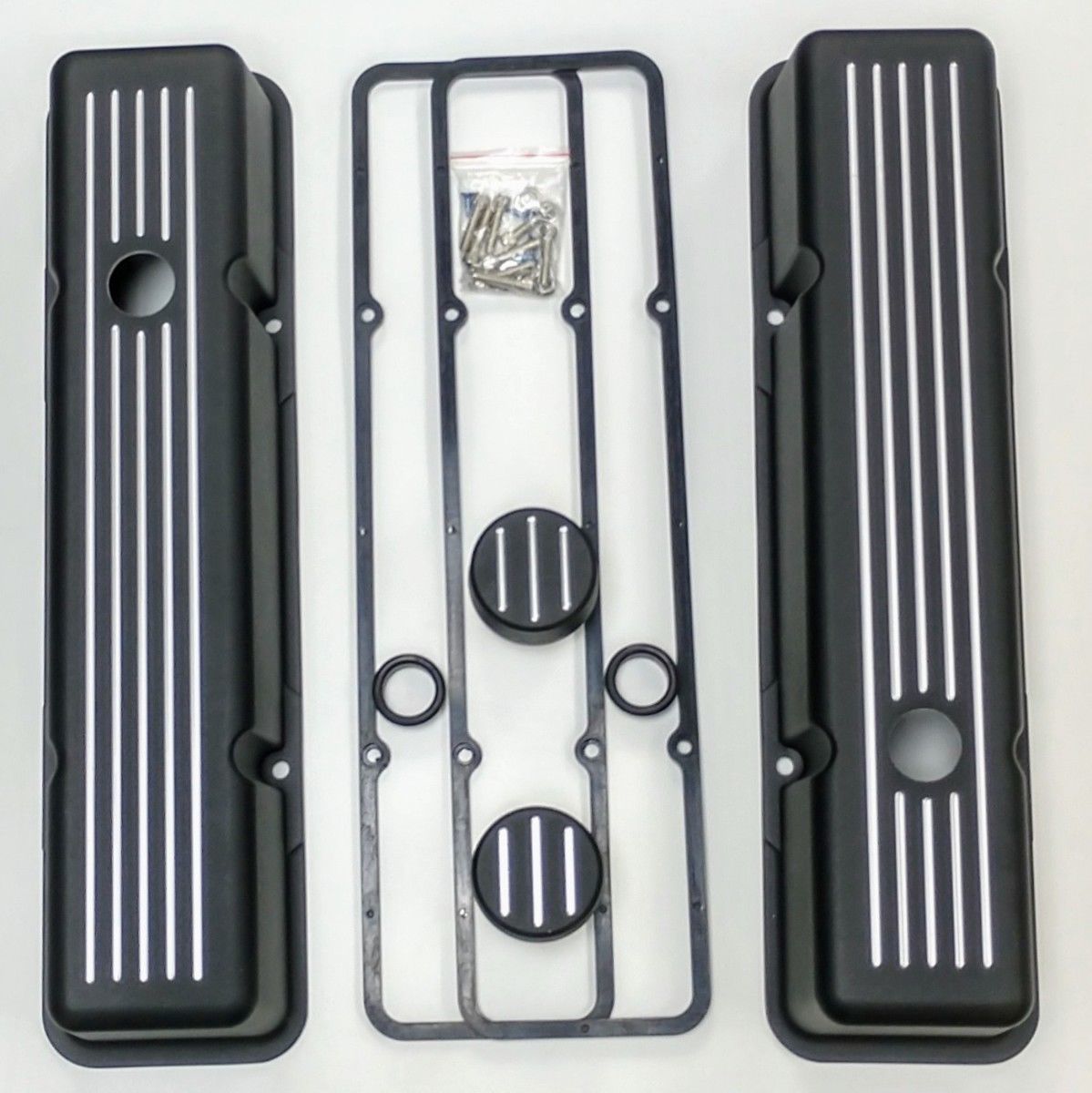 Tall Black Ball Milled Aluminum Engine Dress Up Kit, Fits Chevy SBC Hot ...