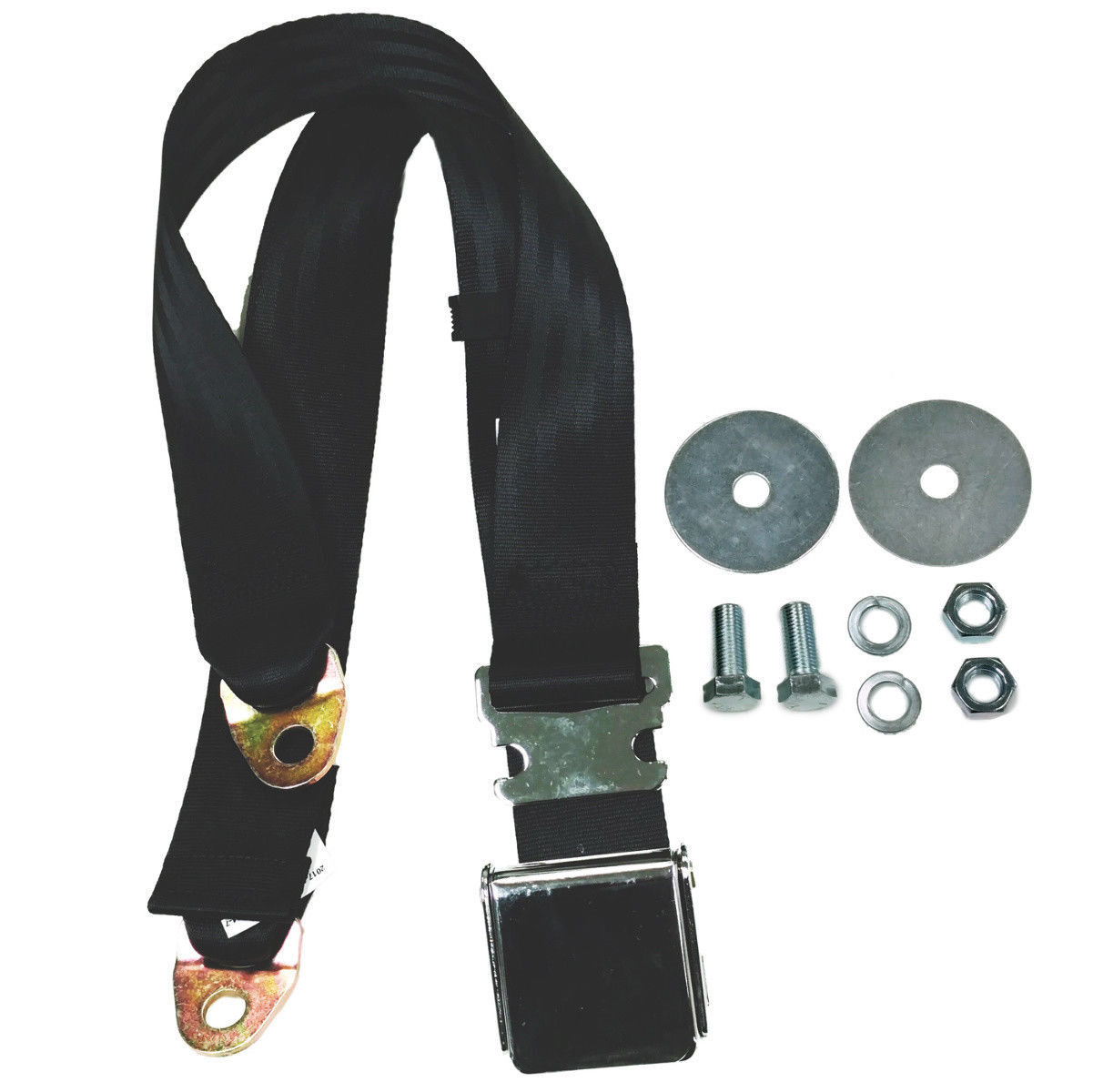 (2) 72" Black Universal Lap Seat Belt w/ Hardware, PAIR - Chrome Latch ...