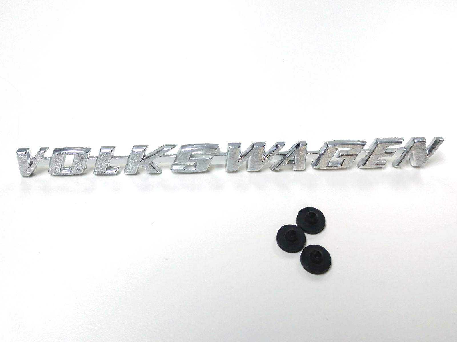 Decklid Emblem w/ Clips, Brushed, "Volkswagen", T-1 67-79, T-3 67-73 ...