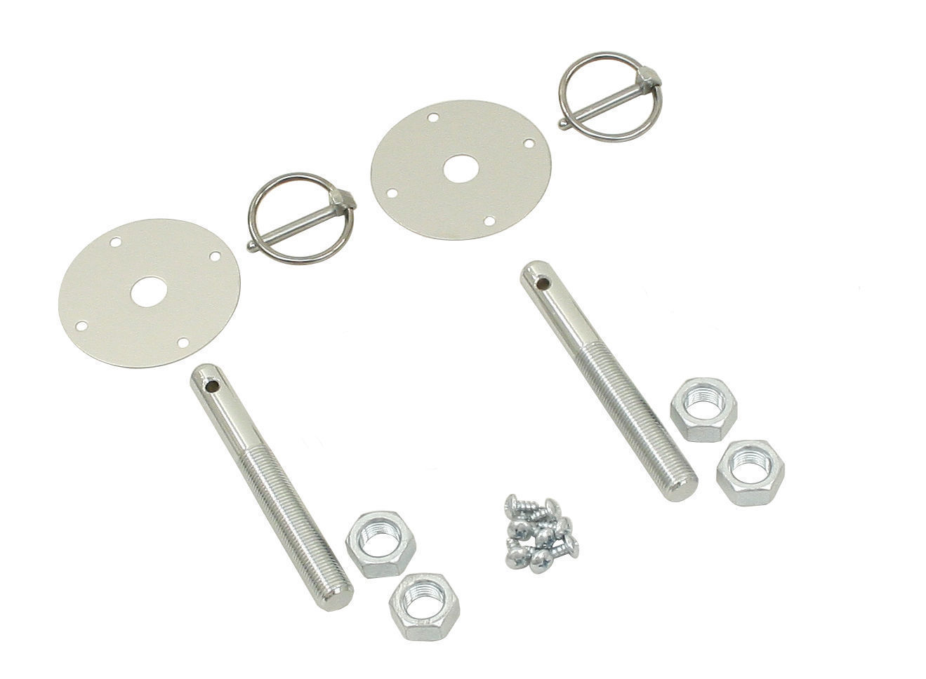 Muscle Car Chrome 1/4" Flip-Over Style Hood Pin Set 1/2" Studs | Pirate Mfg