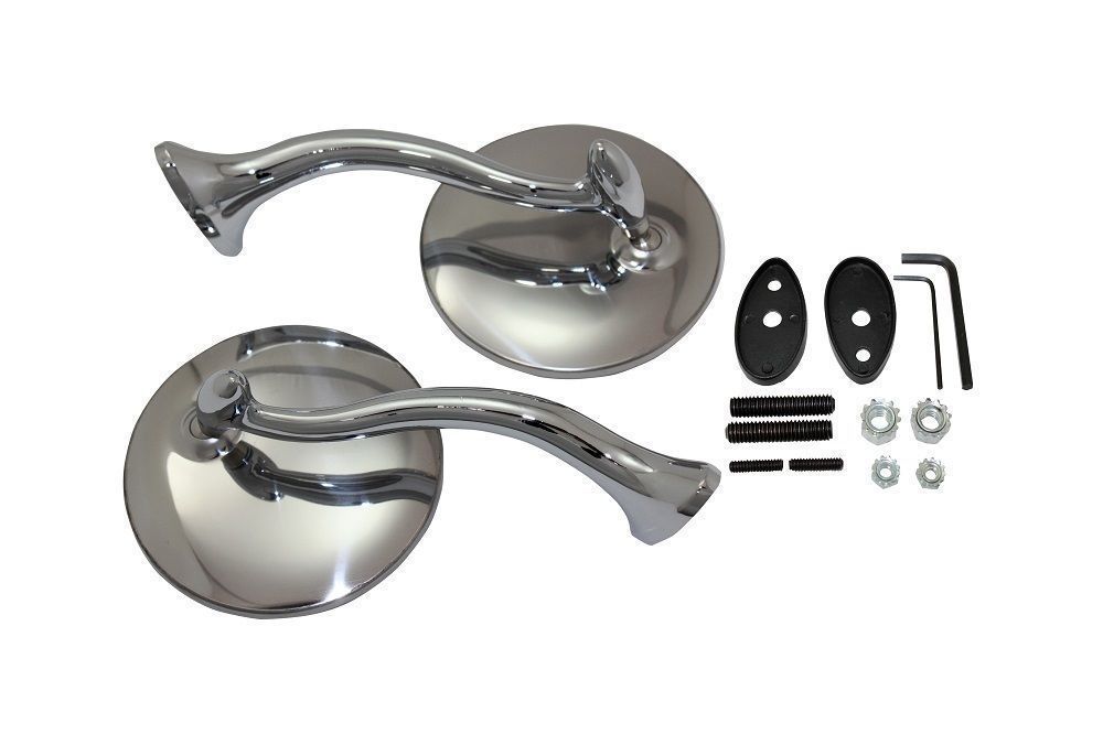 Hot Rod 4" Polished Stainless Steel Swan Neck Mirror Set | Pirate Mfg