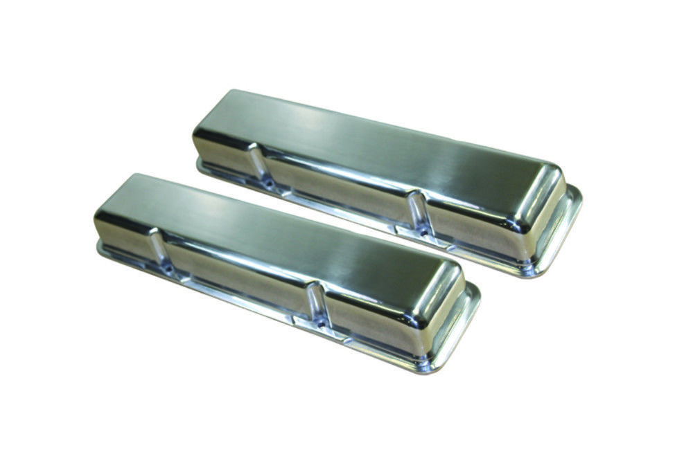 1958-86 SBC Chevy Polished Aluminum Smooth Valve Covers w/o Hole Short ...
